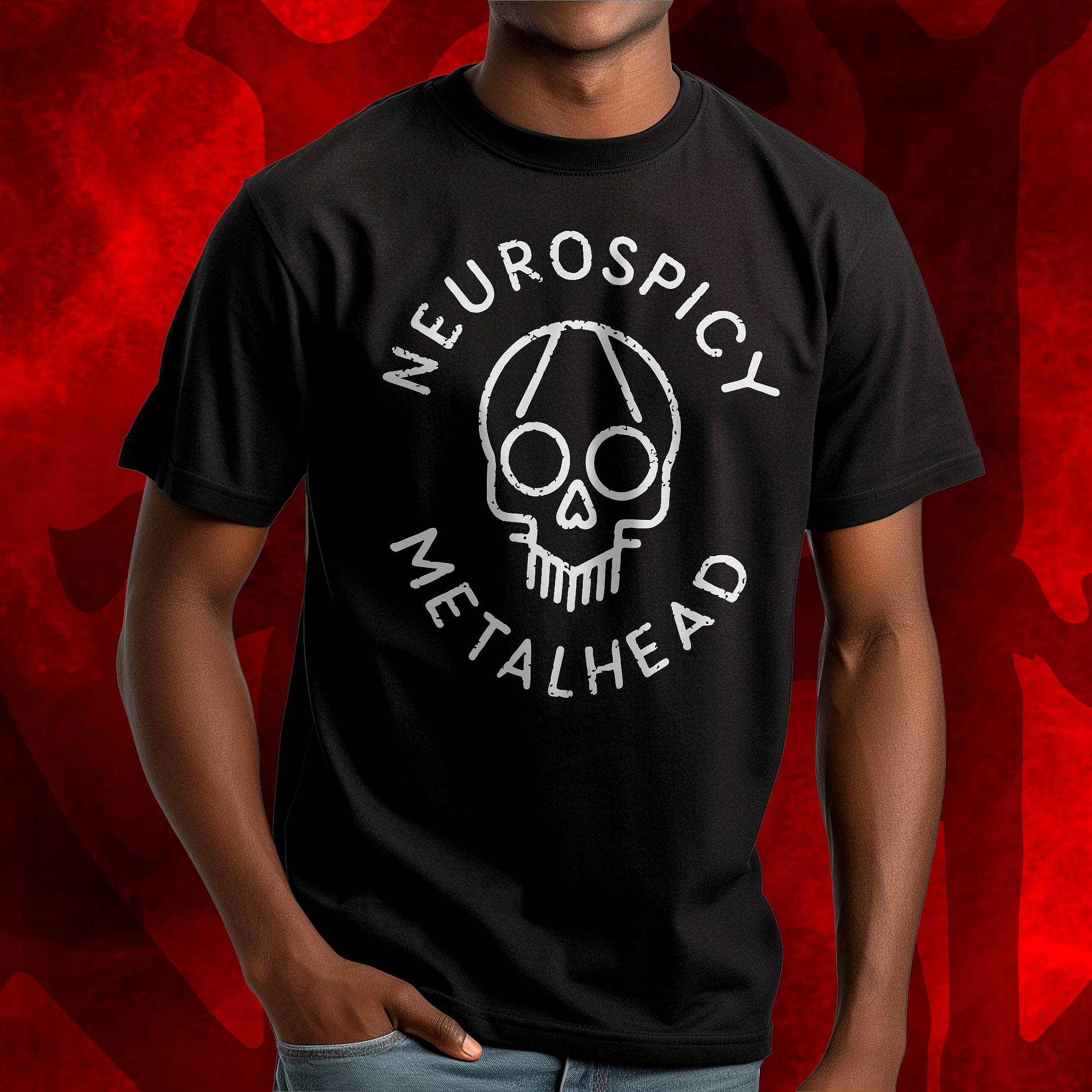 Neurospicy Metalhead Line Skull - HeartWork Clothing